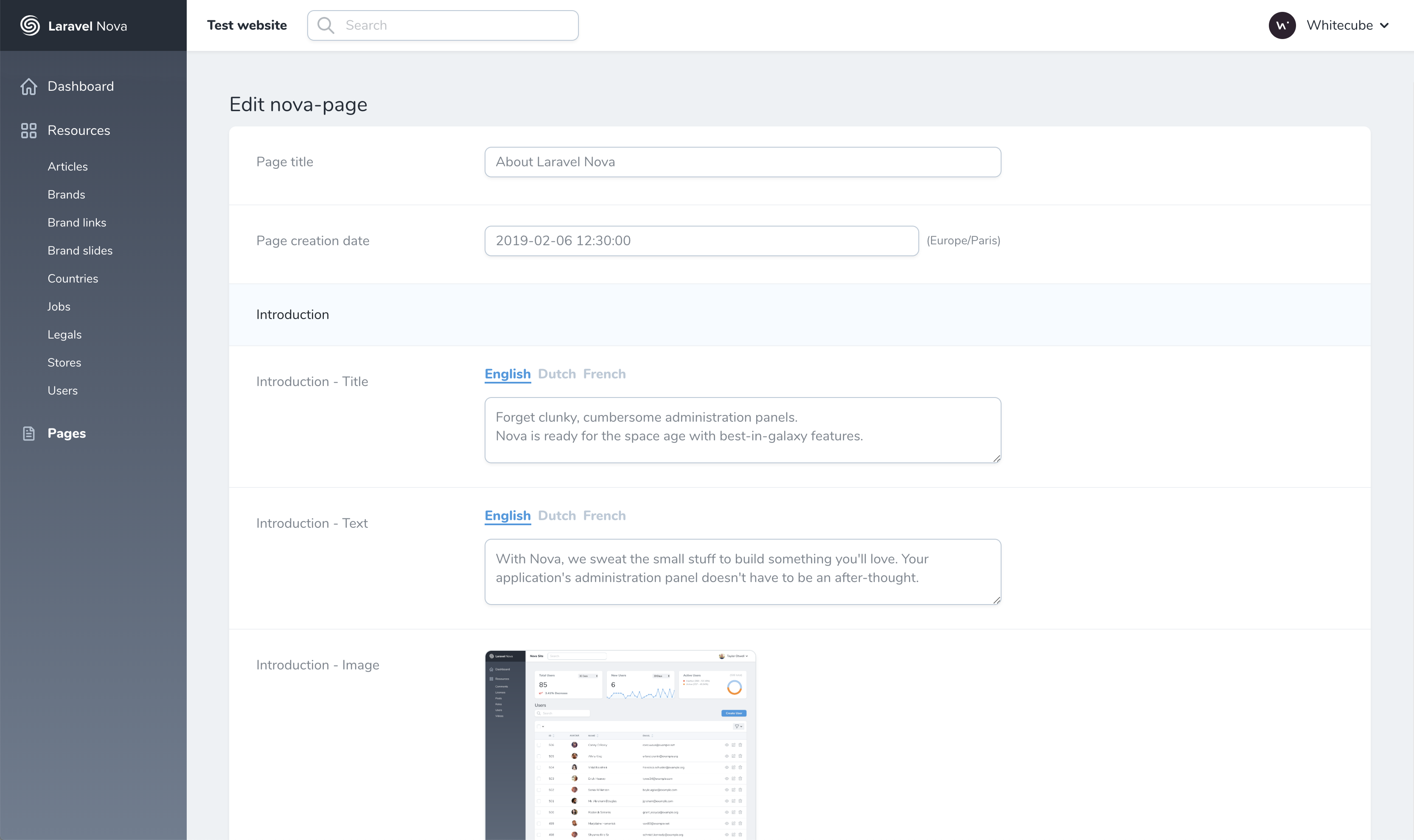 Static Pages Editor - Nova Packages