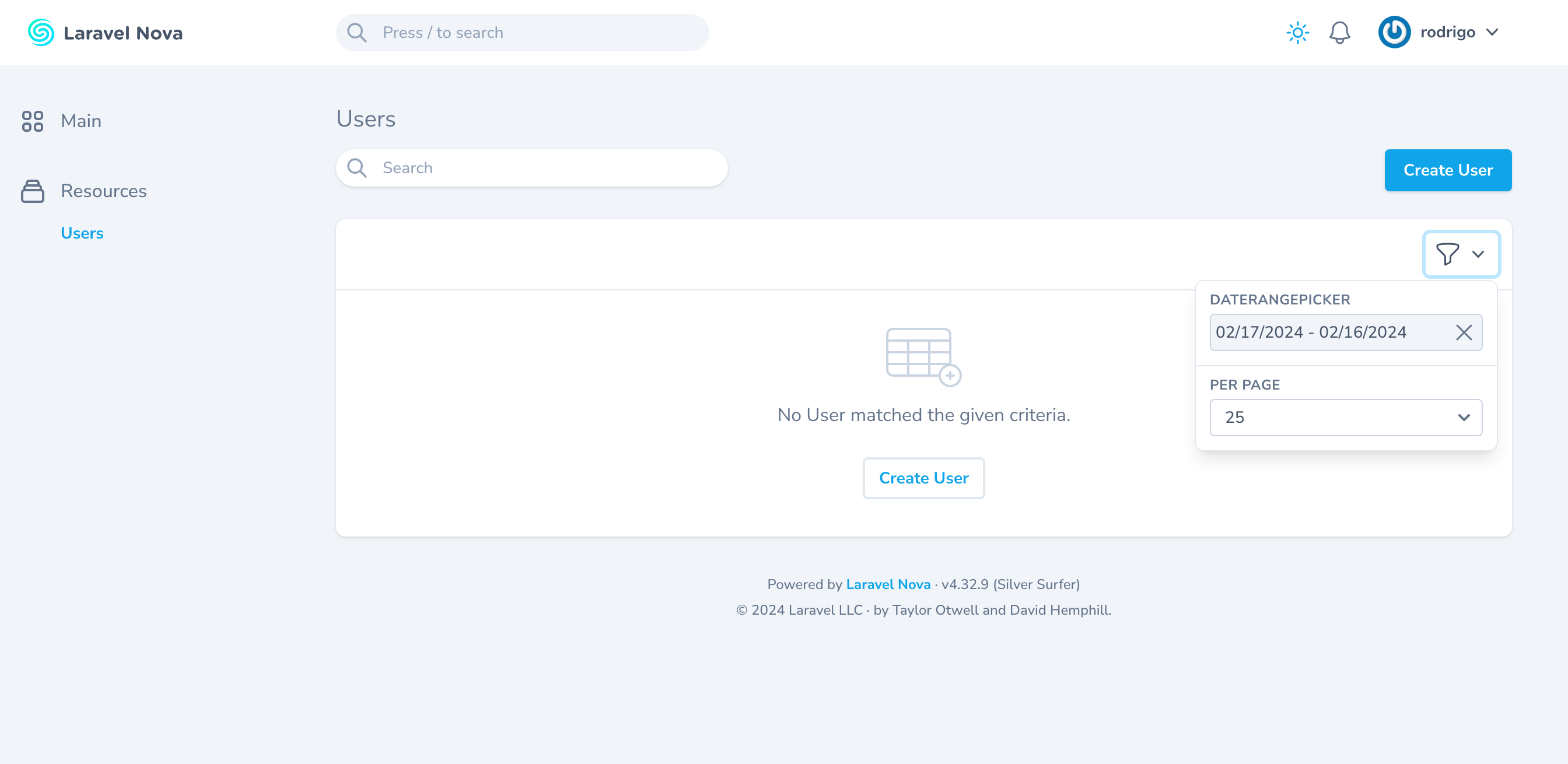 Simple Date Range Filter - Nova Packages