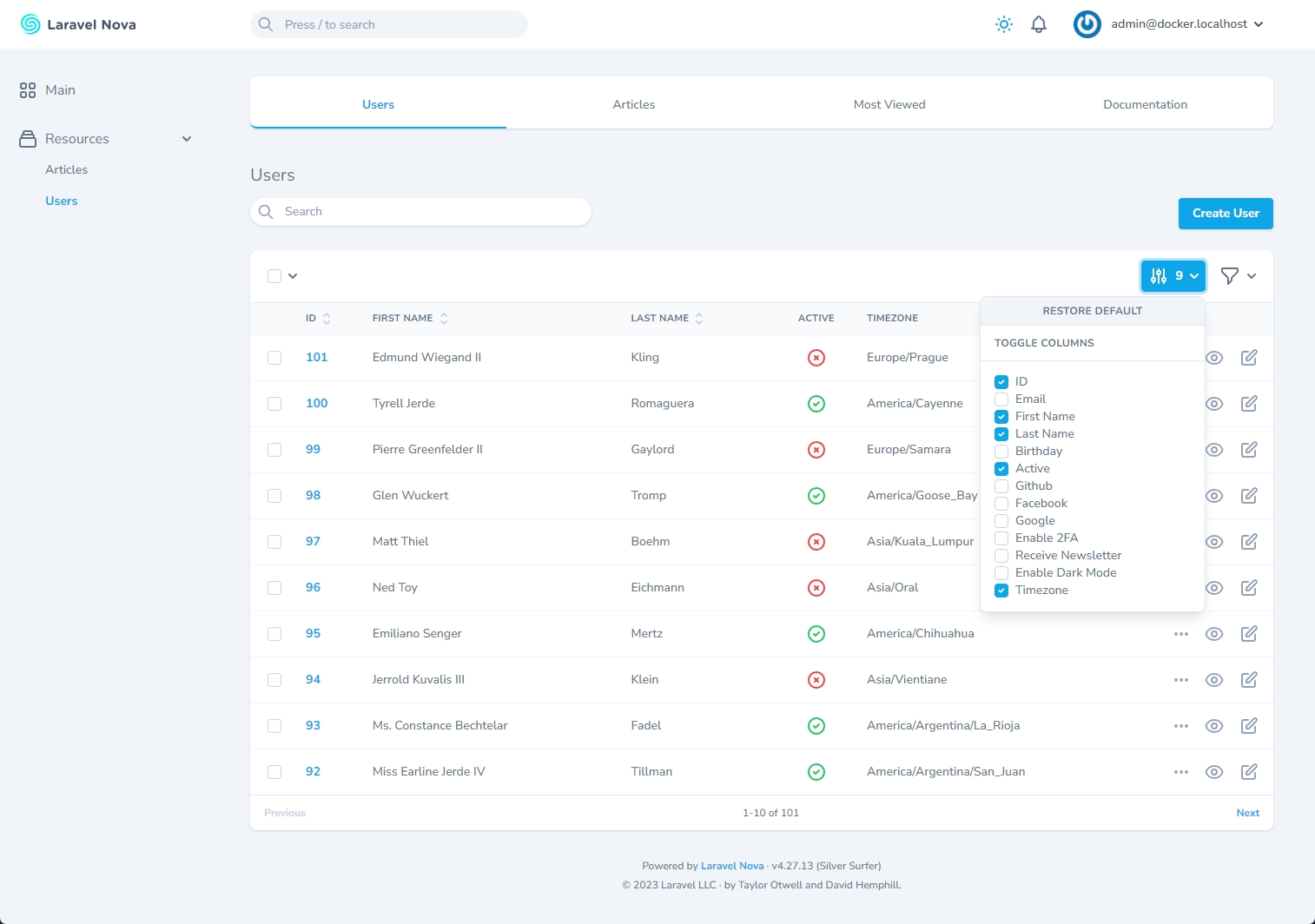 Column Toggler - Nova Packages