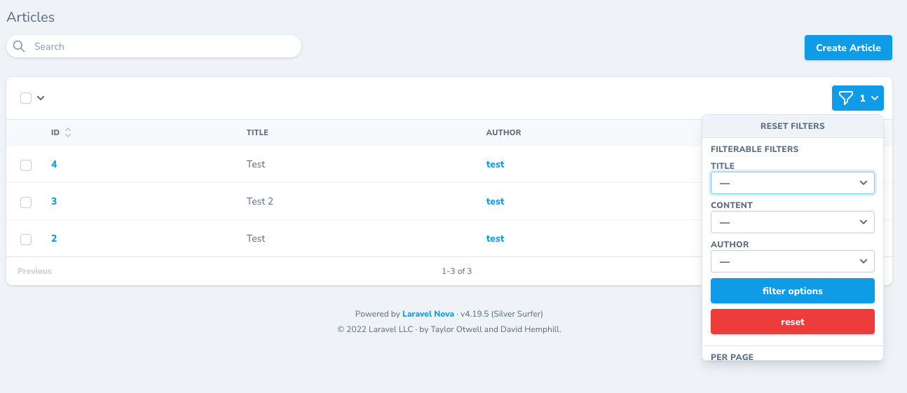 Filterable Filters - Nova Packages