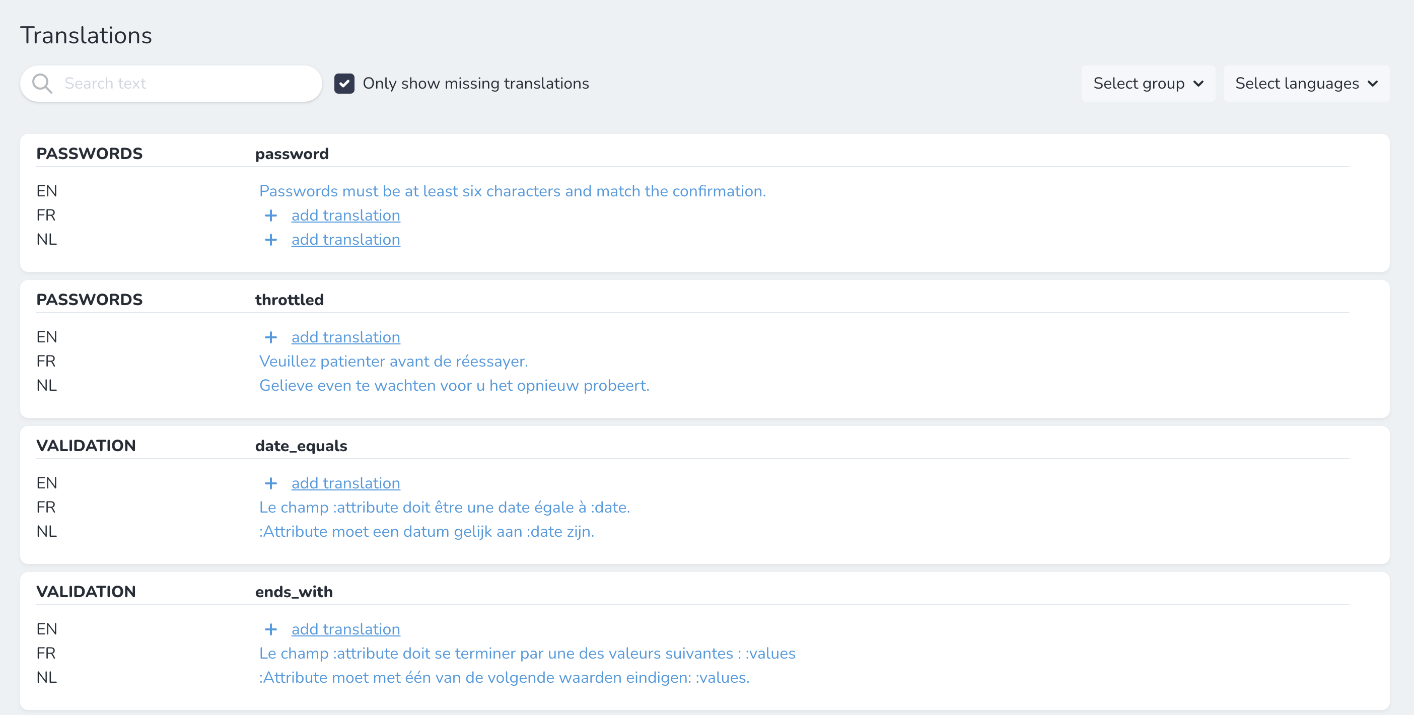 Chained Translation Manager - Nova Packages