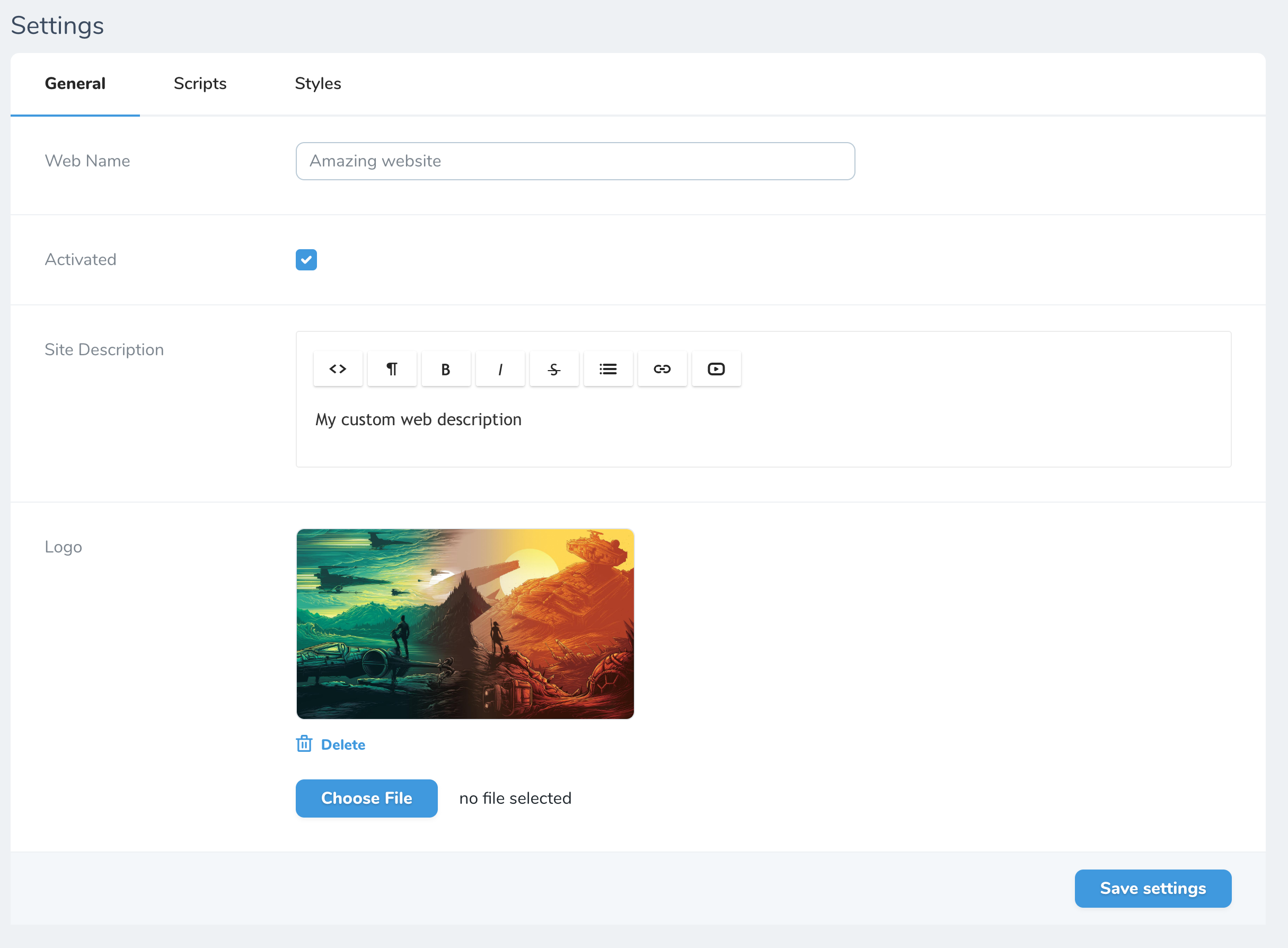 Settings Card - Nova Packages