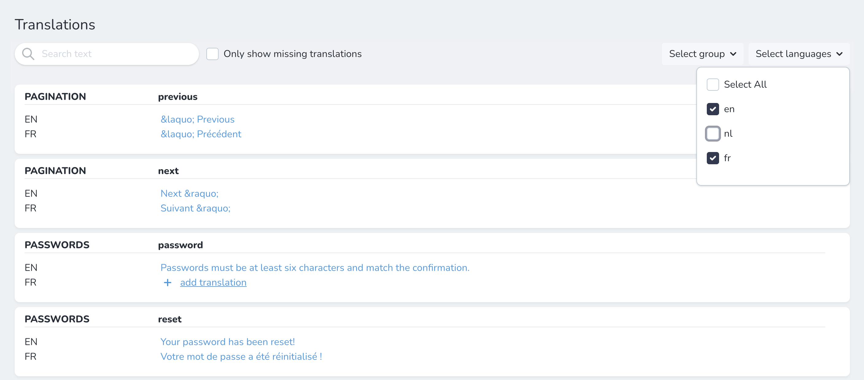 Chained Translation Manager - Nova Packages