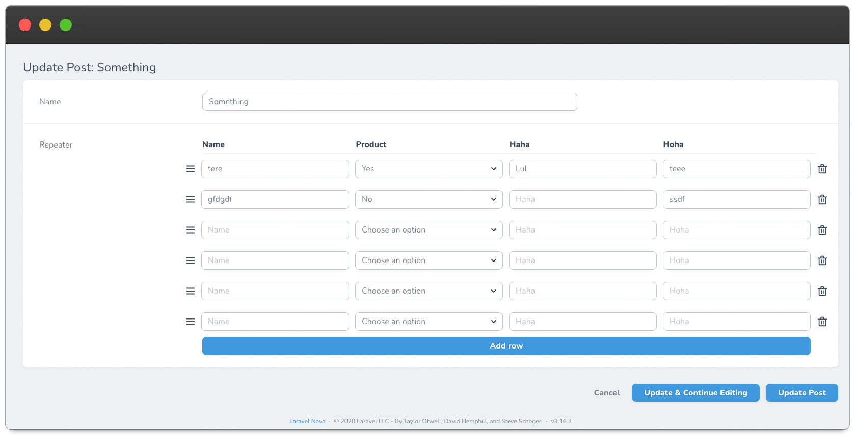 Simple Repeatable - Nova Packages