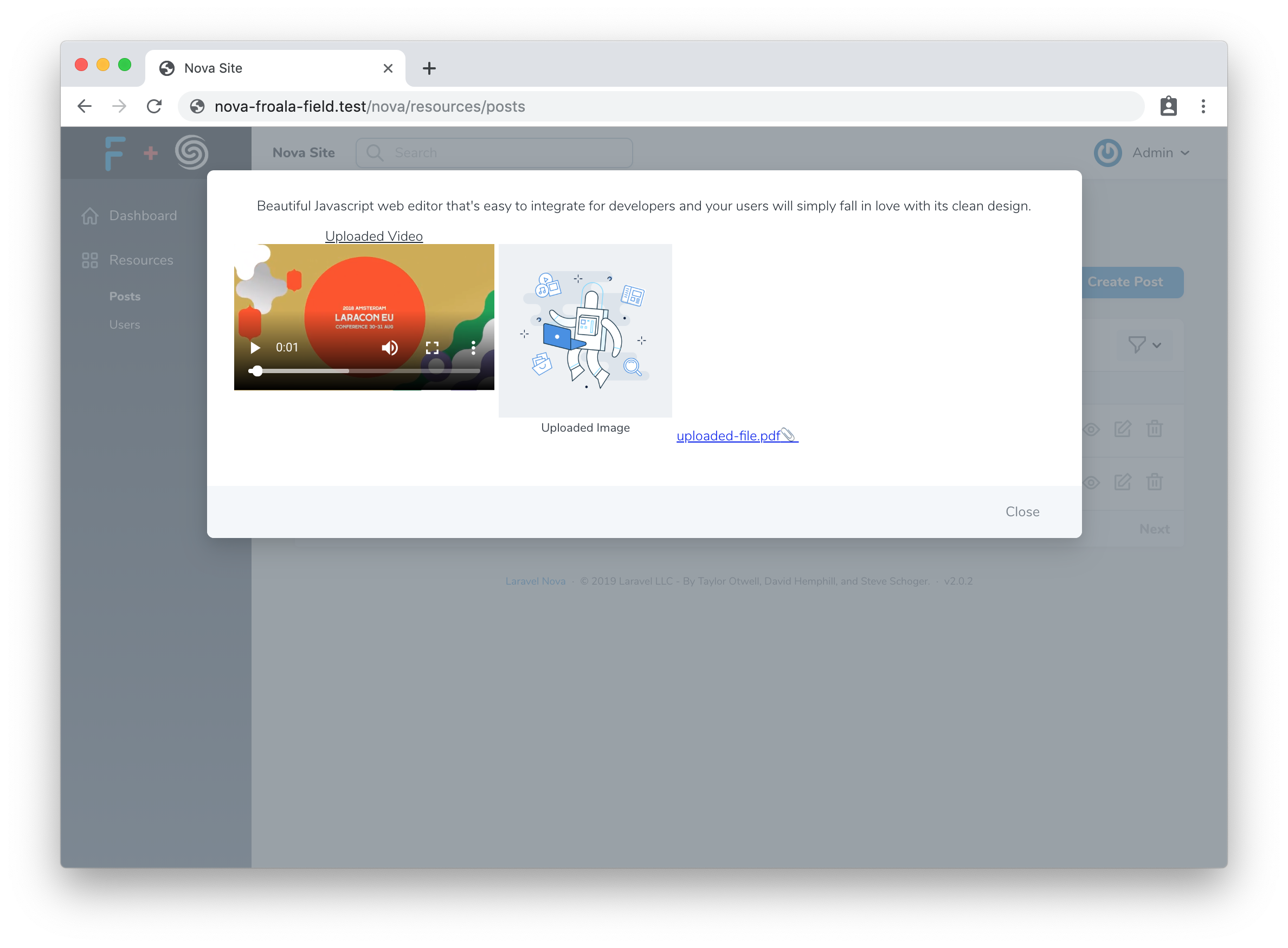 Froala WYSIWYG Field - Nova Packages