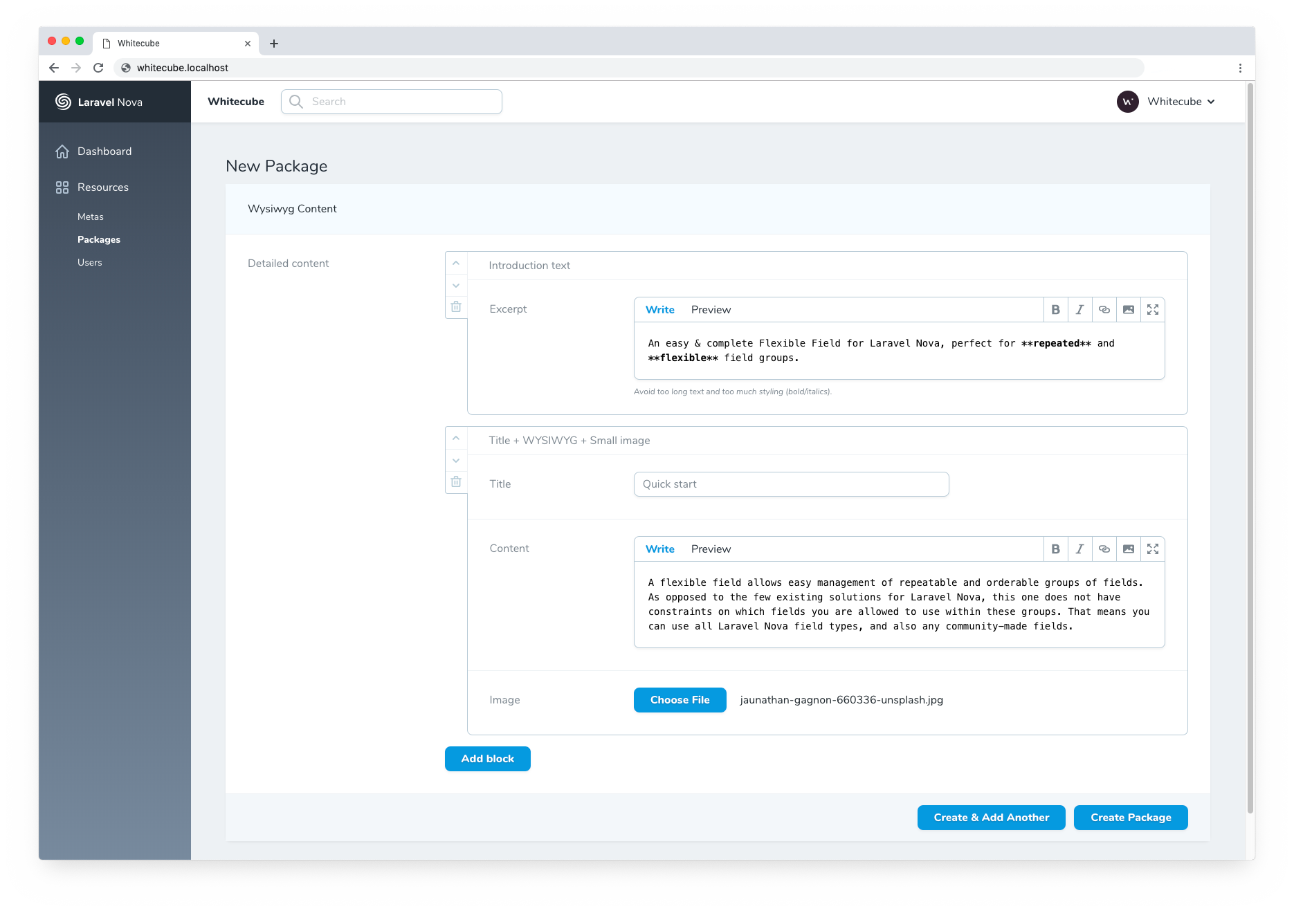 Flexible Content - Nova Packages