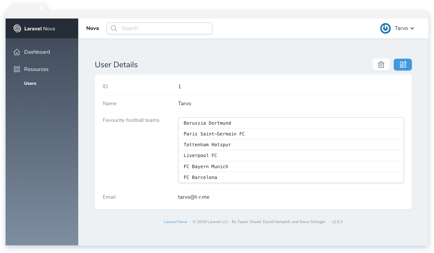 Multiselect - Nova Packages