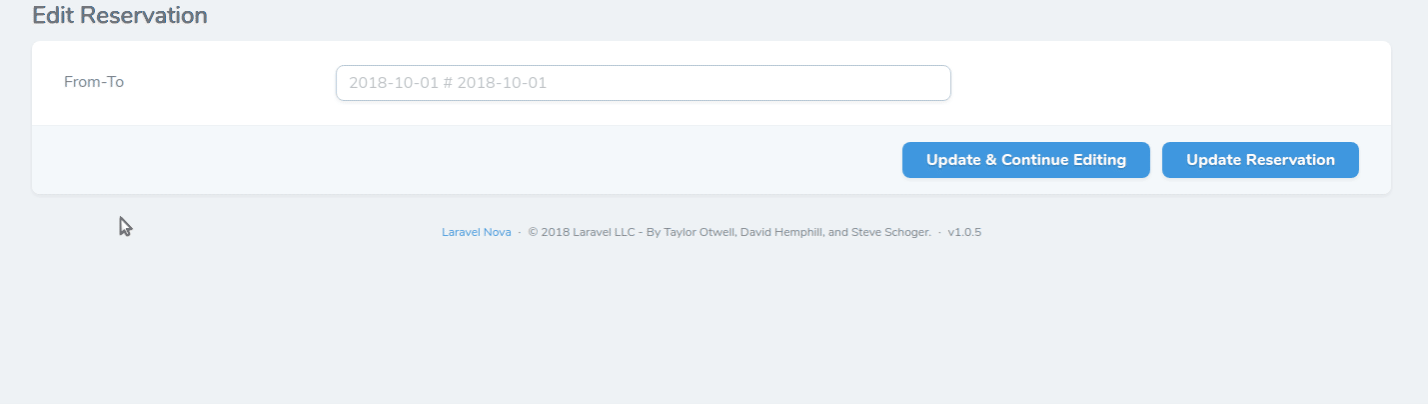 Date Range field - Nova Packages